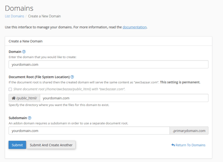 Add New Domain in cPanel – TheBeeHost – Knowledge Base